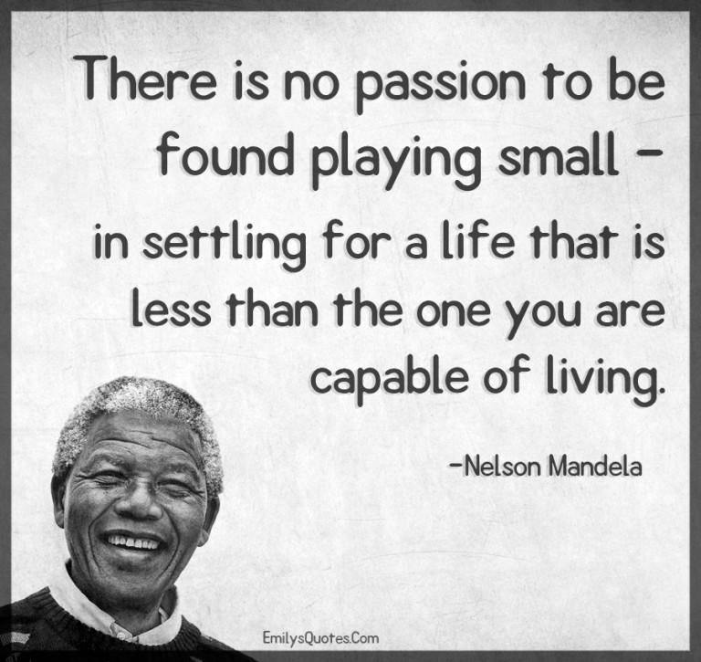 There is no passion to be found playing small – in settling for a life ...